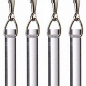 24" Heavy Duty Clear Acrylic Drapery Baton Curtain Wands 1/2" Thick with Stainless Steel Snap Hooks (4-Pack)