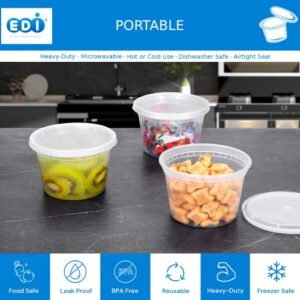 EDI [16 OZ, 50 Sets] Plastic Deli Food Storage Containers with Airtight Lids | Microwave-, Freezer-, Dishwasher-Safe | BPA Free | Heavy-Duty | Meal Prep | Leakproof | Recyclable