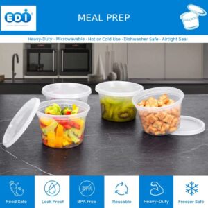 EDI [16 OZ, 50 Sets] Plastic Deli Food Storage Containers with Airtight Lids | Microwave-, Freezer-, Dishwasher-Safe | BPA Free | Heavy-Duty | Meal Prep | Leakproof | Recyclable