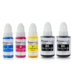 5pk refill dye ink kit compatible with gi-290 (2x black 135ml, cyan magenta yellow 70ml compatible with g4200, g3200, g2200, g1200 printers