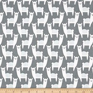 premier prints alpaca farm sundown grey, fabric by the yard