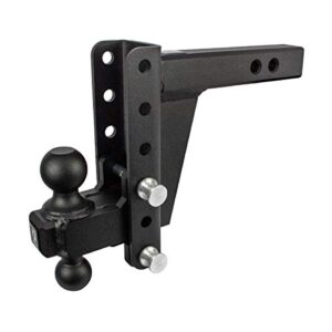 bulletproof hitches 2.0" adjustable extreme duty (30,000lb rating) 6" drop/rise trailer hitch with 2" and 2 5/16" dual ball (black textured powder coat, solid steel)