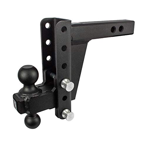 BulletProof Hitches 2.0" Adjustable Extreme Duty (30,000lb Rating) 6" Drop/Rise Trailer Hitch with 2" and 2 5/16" Dual Ball (Black Textured Powder Coat, Solid Steel)