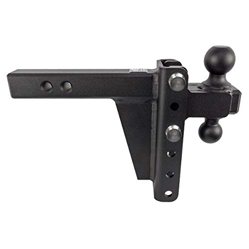 BulletProof Hitches 2.0" Adjustable Extreme Duty (30,000lb Rating) 6" Drop/Rise Trailer Hitch with 2" and 2 5/16" Dual Ball (Black Textured Powder Coat, Solid Steel)