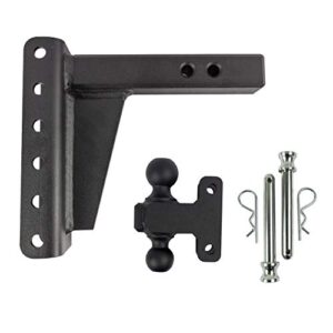 BulletProof Hitches 2.0" Adjustable Extreme Duty (30,000lb Rating) 6" Drop/Rise Trailer Hitch with 2" and 2 5/16" Dual Ball (Black Textured Powder Coat, Solid Steel)