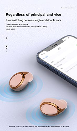 AIYIBEN Wireless Headphones Portable Bluetooth Single Earbuds Smallest Cordless Hands-Free Mini Earphones Headset with Mic & Noise Reduction for Phones (Skin)