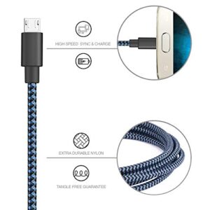 Micro USB Cable 3ft, 3Pack 3FT Nylon Braided High Speed Micro USB Charging and Sync Cables Android Charger Cord Compatible Samsung Galaxy S7 Edge/S6/S5/S4,Note 5/4/3,LG,Tablet and More(Blue)