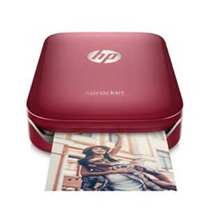 hp sprocket portable photo printer, print social media photos on 2x3" sticky-backed paper - red (z3z93a)