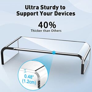 AboveTEK Acrylic Monitor Stand, Premium Large Monitor Riser 20 inch, Crystal Clear Acrylic Computer Stand Laptop Desk Stand for Home Office Printer TV Screen Keyboard Storage