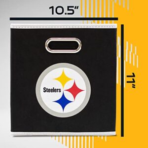 Franklin Sports NFL Pittsburgh Steelers Collapsible Storage Bin NFL Folding Cube Storage Container Fits Bin Organizers Fabric NFL Team Storage Cubes One Size