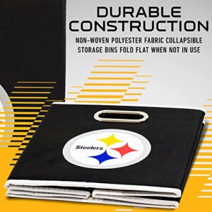 Franklin Sports NFL Pittsburgh Steelers Collapsible Storage Bin NFL Folding Cube Storage Container Fits Bin Organizers Fabric NFL Team Storage Cubes One Size