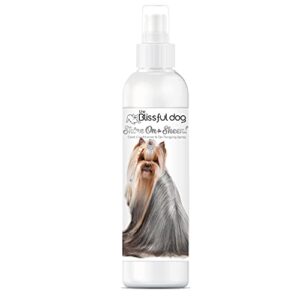 the blissful dog shine-on + sheen coat spray, all natural, leave-in conditioner and coat detangler for your dog, 8 oz