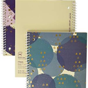 Mead Spiral Notebooks, 1 Subject, College Ruled Paper, 70 Sheets, 10-1/2" x 7-1/2", Shape It Up, Design May Vary, 3 Pack (38191)