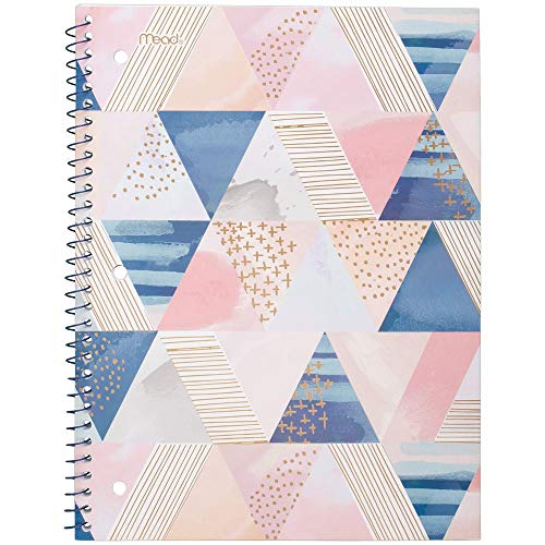 Mead Spiral Notebooks, 1 Subject, College Ruled Paper, 70 Sheets, 10-1/2" x 7-1/2", Shape It Up, Design May Vary, 3 Pack (38191)