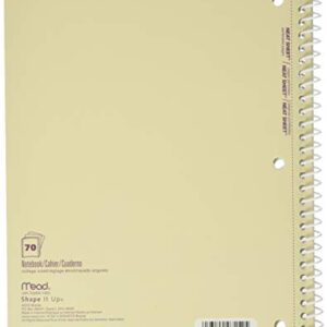 Mead Spiral Notebooks, 1 Subject, College Ruled Paper, 70 Sheets, 10-1/2" x 7-1/2", Shape It Up, Design May Vary, 3 Pack (38191)