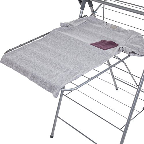 Minky Homecare X Wing Plus - Clothes Drying Rack with 65 Feet of Drying Space – Folding Indoor Laundry Air Dryer (Silver)