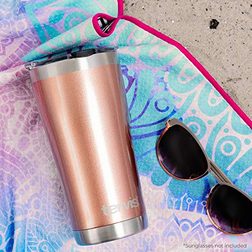 Tervis Flamingo Pattern Stainless Steel Tumbler with Clear and Black Hammer Lid 20oz, Silver