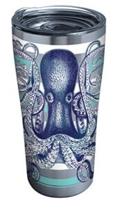 tervis octopus triple walled insulated tumbler travel cup keeps drinks cold & hot, 20oz, stainless steel