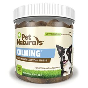 Pet Naturals Calming for Medium and Large Dogs, 30 Chicken Flavored Chews - Works in 30 Minutes, Anxiety Relief for Dogs, Vet Recommended