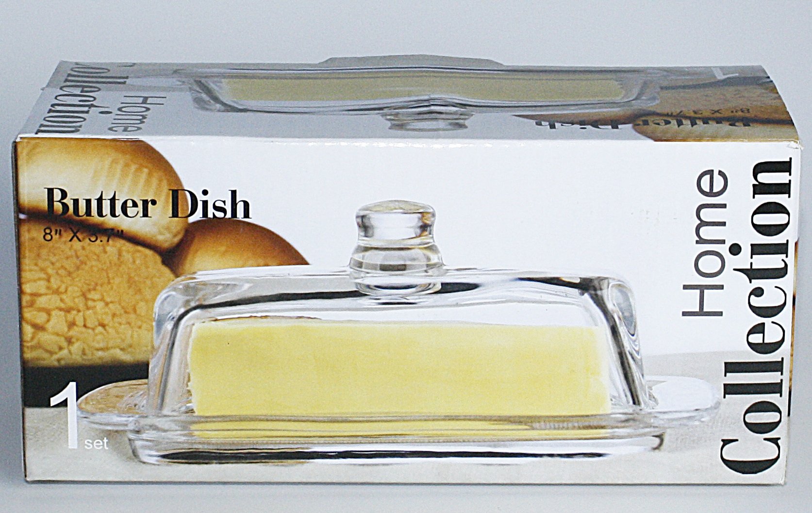 Bezrat Lead-Free Crystal Covered Modern French Butter Dish with Handle and Lid