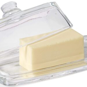 Bezrat Lead-Free Crystal Covered Modern French Butter Dish with Handle and Lid