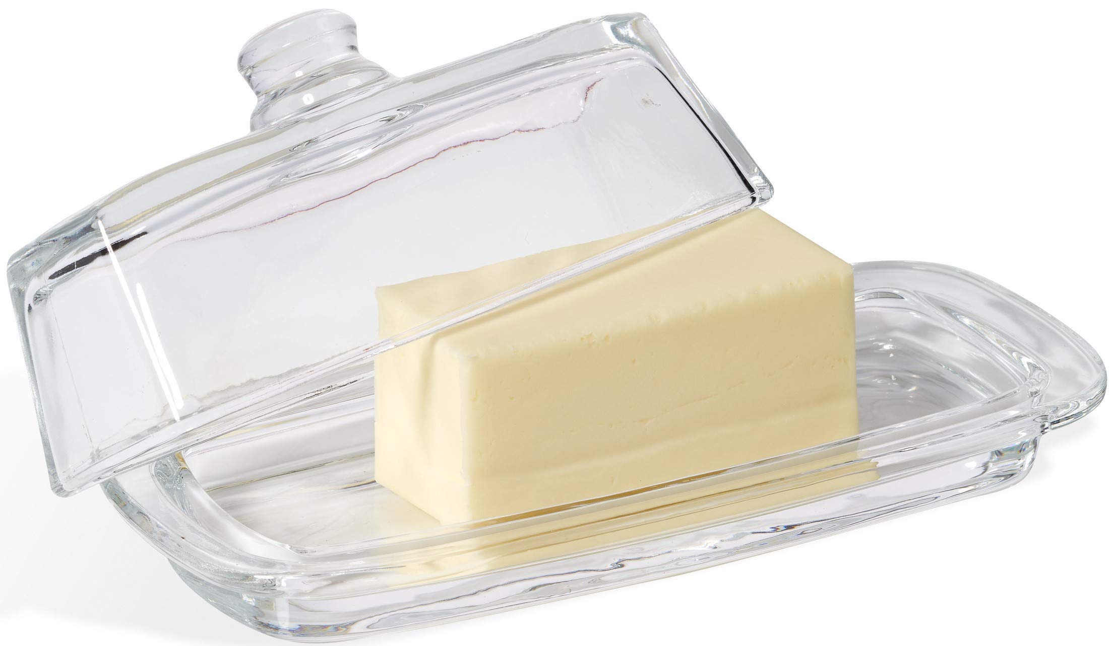 Bezrat Lead-Free Crystal Covered Modern French Butter Dish with Handle and Lid