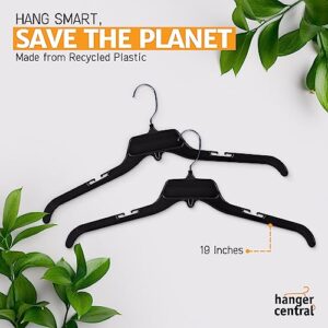 Hanger Central Heavy-Duty Black Plastic Closet Shirt Hangers, 19 Inch, 25 Pack