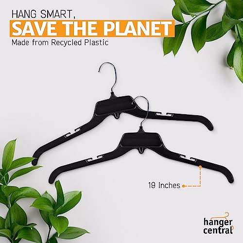 Hanger Central Heavy-Duty Black Plastic Closet Shirt Hangers, 19 Inch, 25 Pack