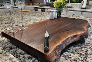 black walnut large, gorgeous, full-of-character, forest-to-table solid double live edge wood charcuterie/appetizer/dessert/grazing/serving board. 100% usa handcrafted. 27 x 14.5 x 1.25".