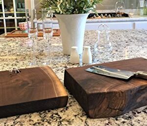 Black Walnut Large, Gorgeous, Full-of-Character, Forest-to-Table Solid Double Live Edge Wood Charcuterie/Appetizer/Dessert/Grazing/Serving Board. 100% USA Handcrafted. 27 x 14.5 x 1.25".