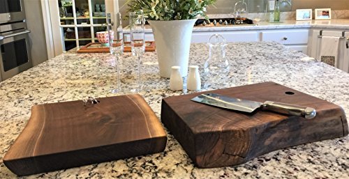 Black Walnut Large, Gorgeous, Full-of-Character, Forest-to-Table Solid Double Live Edge Wood Charcuterie/Appetizer/Dessert/Grazing/Serving Board. 100% USA Handcrafted. 27 x 14.5 x 1.25".