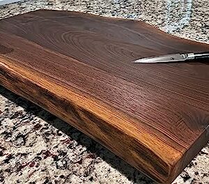 Black Walnut Large, Gorgeous, Full-of-Character, Forest-to-Table Solid Double Live Edge Wood Charcuterie/Appetizer/Dessert/Grazing/Serving Board. 100% USA Handcrafted. 27 x 14.5 x 1.25".