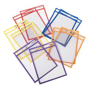 hand2mind Reusable Clear-Vu Dry Erase Pockets for Students, Dry Erase Office Supplies, Teacher Supplies for Classroom, School Supplies, Classroom Supplies (Pack of 10)