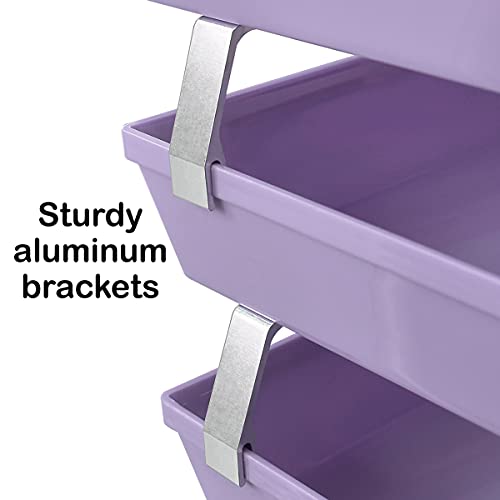 Acrimet Facility 4 Tier Letter Tray Side Load Plastic Desktop File Organizer (Solid Purple Color)