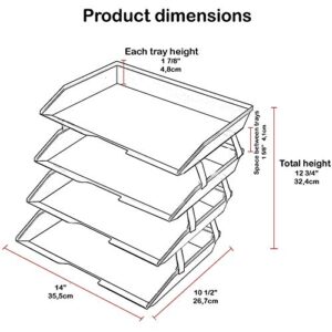 Acrimet Facility 4 Tier Letter Tray Side Load Plastic Desktop File Organizer (Solid Purple Color)