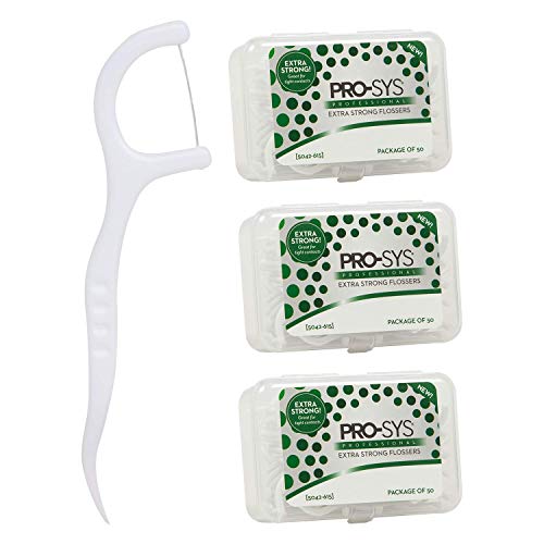 PRO-SYS® Extra Strong Flossers with Flosser Pick - 150 Flossers (3 Packs – 50 Flossers Per Pack)