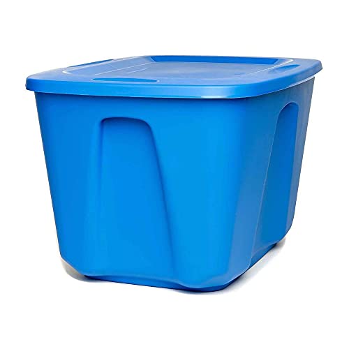 HOMZ 18 Gallon Medium Standard Stackable Plastic Storage Container Bin with Secure Snap Lid for Home Organization, Blue, 4 Pack