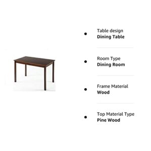 Zinus Juliet Espresso Wood Dining Table / Table Only, 45 in x 28 in x 29 in