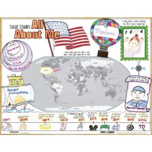 Really Good Stuff Ready-to-Decorate Social Studies All About Me Posters, 22” by 17” (Set of 24) – Fun Getting-to-Know-You Activity – Feature Students Throughout Year – Makes a Great Classroom Display