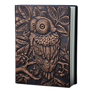 kennedy embossed leather (faux leather) travel journals vintage handcraft embossed owl antique diary notebook daily weekly monthly planner journal(copper)