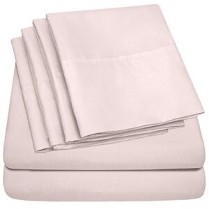 queen sheets pale pink - 6 piece 1500 supreme collection fine brushed microfiber deep pocket queen sheet set bedding - 2 extra pillow cases, great value, queen, pale pink