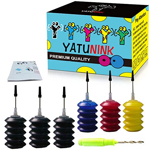 YATUNINK Refill Ink Refill Kit Replacement for HP 67XL Ink Cartridge Refill Ink Kit 67 XL for HP Envy 6052 Envy 6055 Envy 6058 Envy 6075 DeskJet 1255 Printer (3 Black 1 Cyan 1 Magenta 1 Yellow)