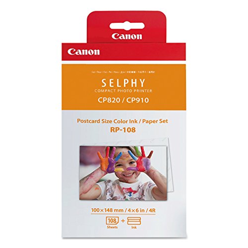 Canon Color Ink/Paper Set, Compatible with SELPHY CP910/CP820/CP1200, RP-108 (Pack of 2)