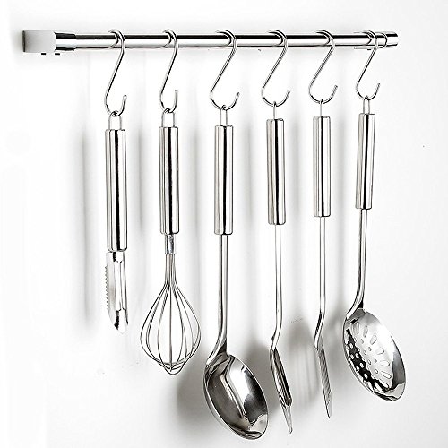 Hamosky 20PCS 4.73in Extra Large S Shaped Stainless Steel Hanging HooksSet - Ideal for Pots, Pans, Spoons & Other Kitchen Essentials - Perfect for Clothing (XXL-12CM) (Sliver)