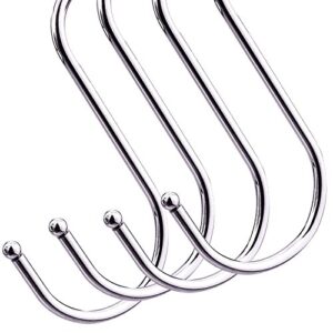 Hamosky 20PCS 4.73in Extra Large S Shaped Stainless Steel Hanging HooksSet - Ideal for Pots, Pans, Spoons & Other Kitchen Essentials - Perfect for Clothing (XXL-12CM) (Sliver)