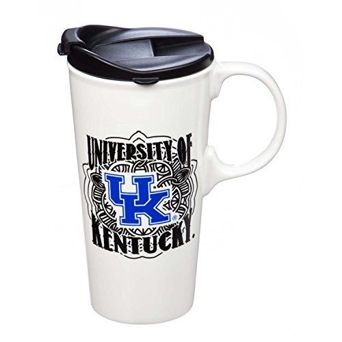 Team Sports America University of Kentucky Personalizable Ceramic Travel Coffee Mug, 17 Ounces, with Team Color Markers