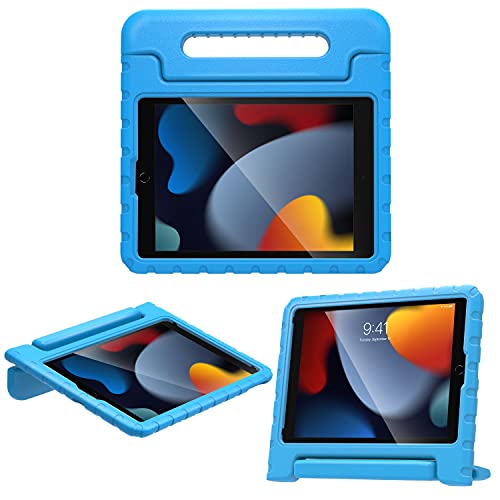 MoKo Case Fit New iPad 9th Generation 10.2" 2021/iPad 8th/7th Gen 10.2"/iPad Air (3rd Gen) 10.5" 2019/iPad Pro 10.5 2017, Kids Friendly EVA Shock Proof Handle Protective Stand Cover Case, Blue