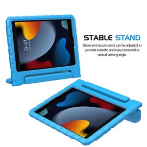 MoKo Case Fit New iPad 9th Generation 10.2" 2021/iPad 8th/7th Gen 10.2"/iPad Air (3rd Gen) 10.5" 2019/iPad Pro 10.5 2017, Kids Friendly EVA Shock Proof Handle Protective Stand Cover Case, Blue