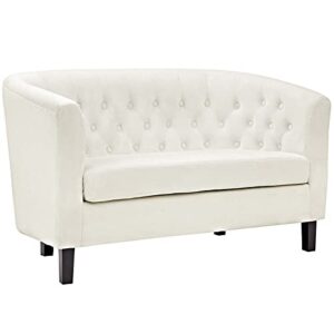 modway prospect velvet upholstered contemporary modern loveseat in ivory