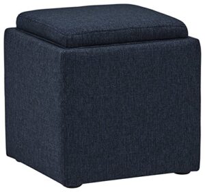 amazon brand – rivet ross modern tweed lift-top storage ottoman pouf, 17.7"w, denim